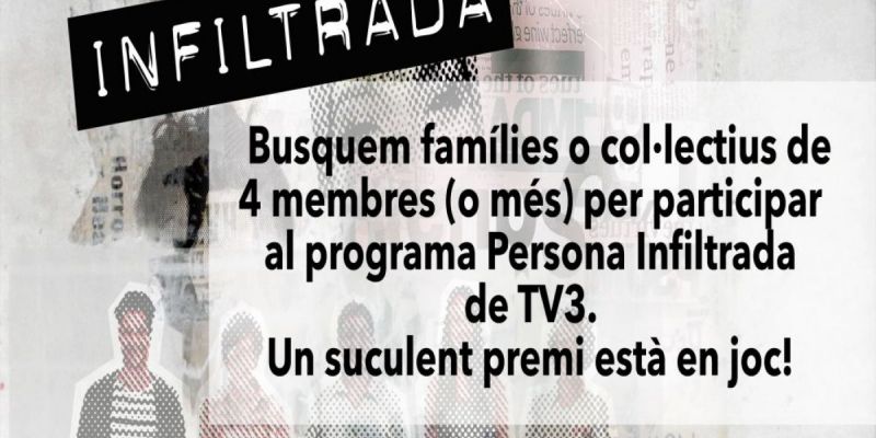 Es busquen famílies de Cerdanyola pel programa 'Persona infiltrada' de TV3